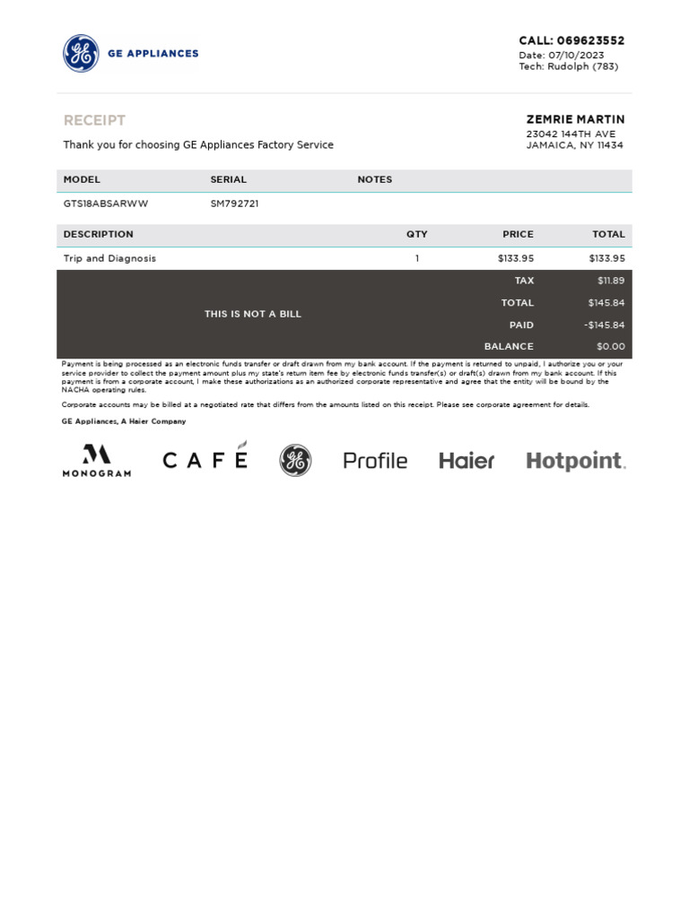 Service Invoice 07 | PDF | Receipt | Payments