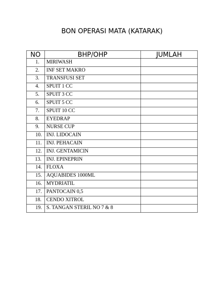 Bon Operasi Mata | PDF | Science & Mathematics