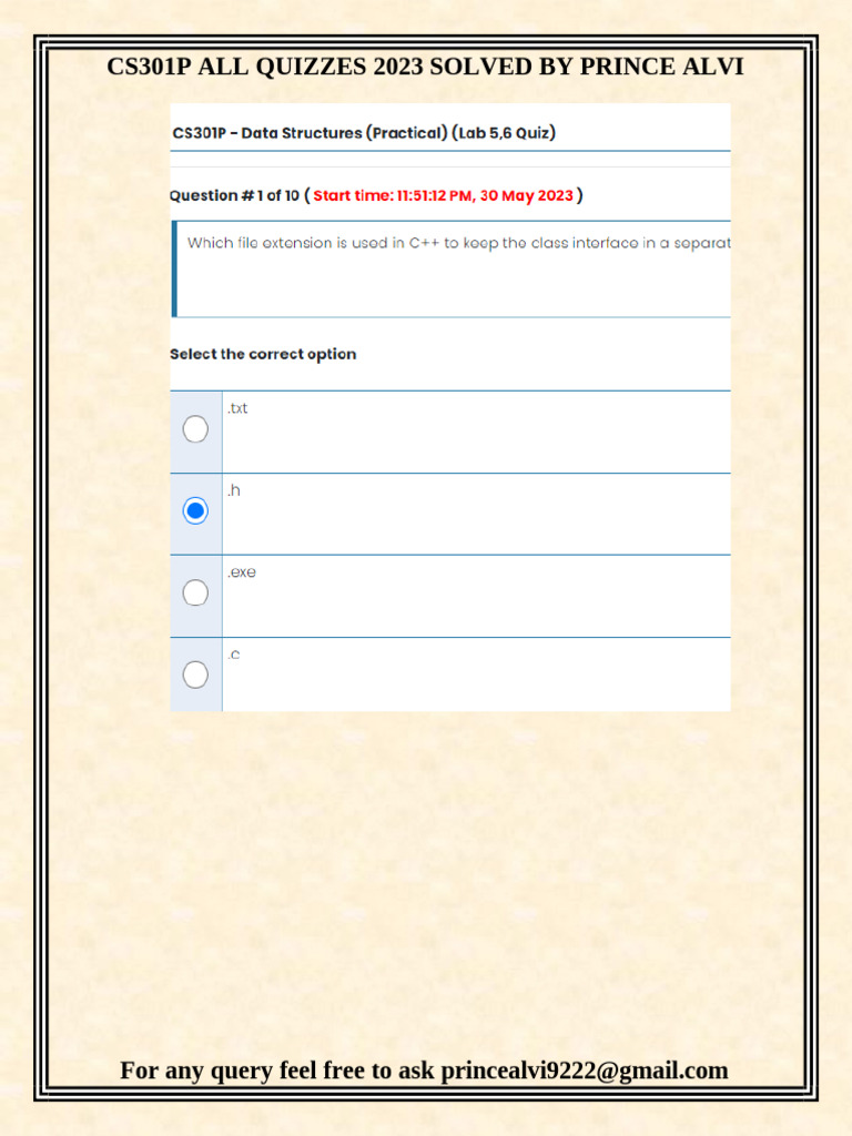 Cs301p All Quizzes 2023 Solved by Prince Alvi-1 | PDF