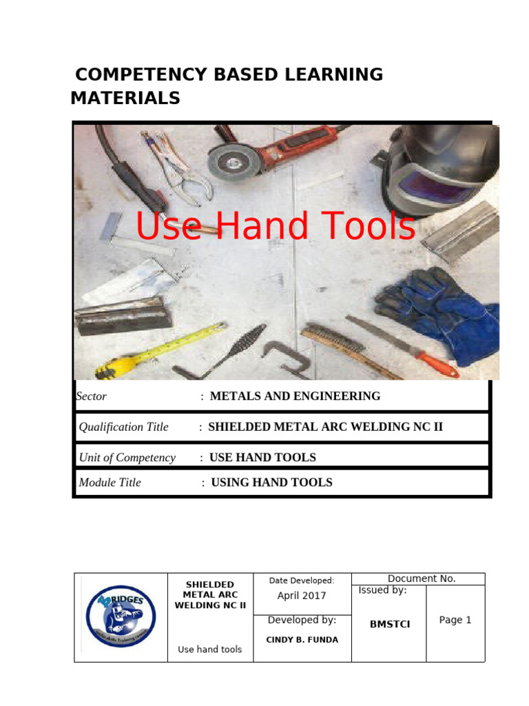 5 Use Hand Tools SMAW NC II | PDF | Welding | Construction