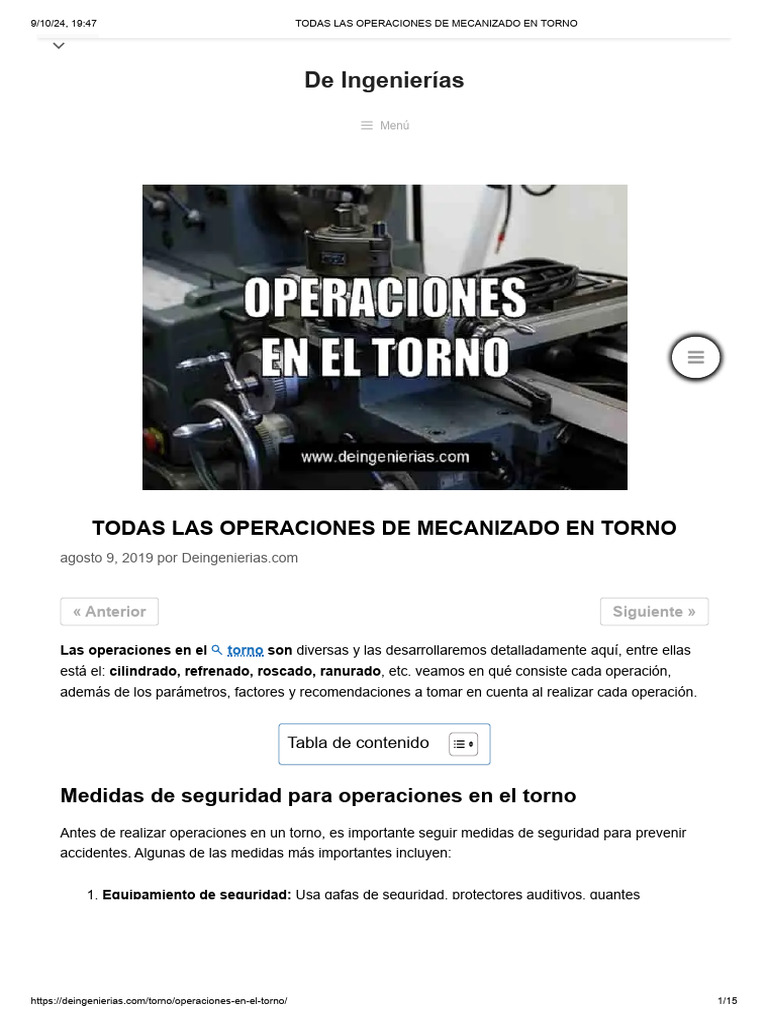TODAS LAS OPERACIONES DE MECANIZADO EN TORNO | PDF | Perforar | Mecanizado