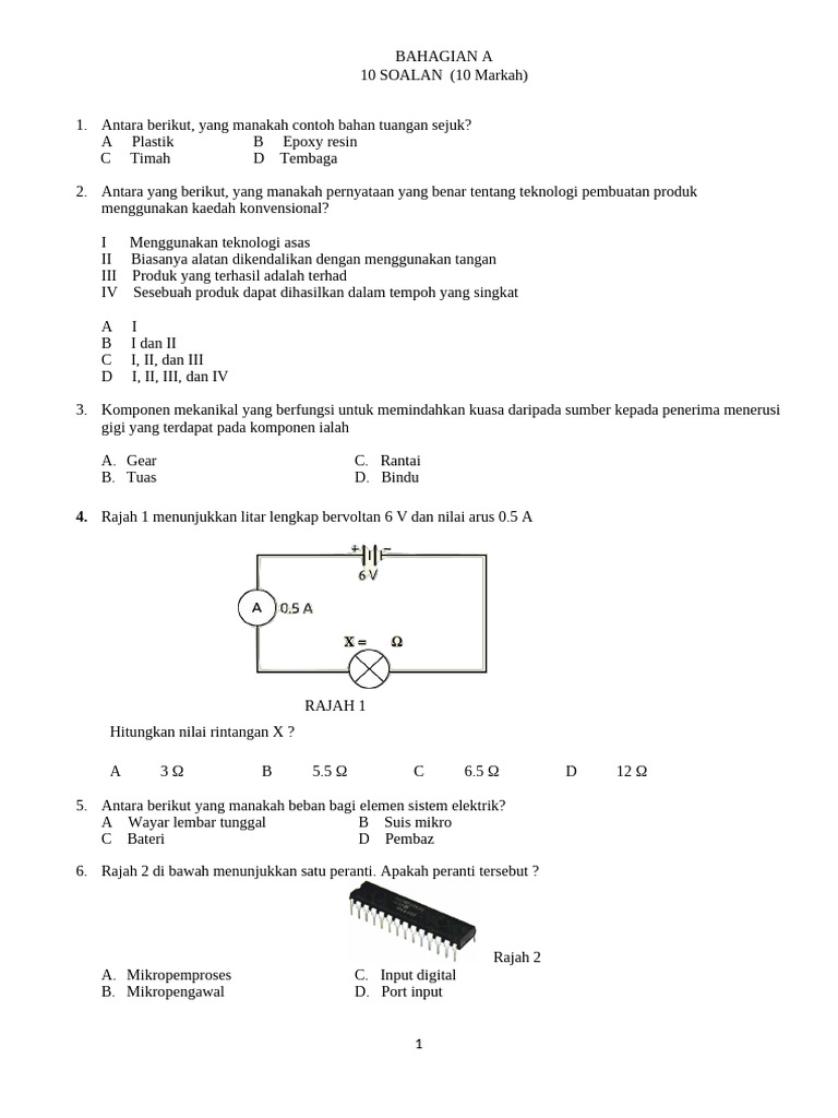 Soalan Ujian Mekatronik dan Elektrik | PDF