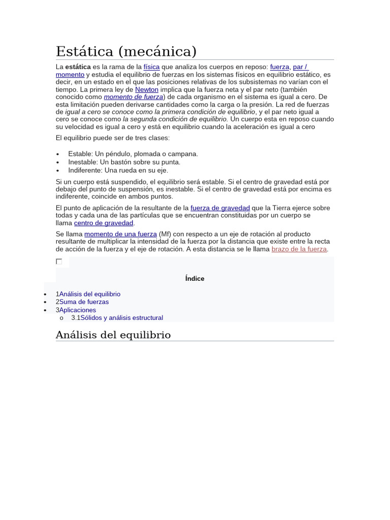 Estática Sistemas en Equilibrio TP 3 | PDF | Mecánica | Ingeniería mecánica