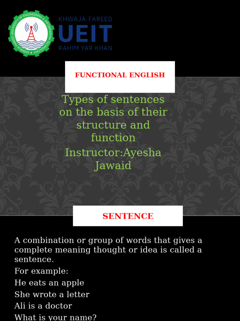 Types of sentences | PDF | Sentence (Linguistics) | Semantics