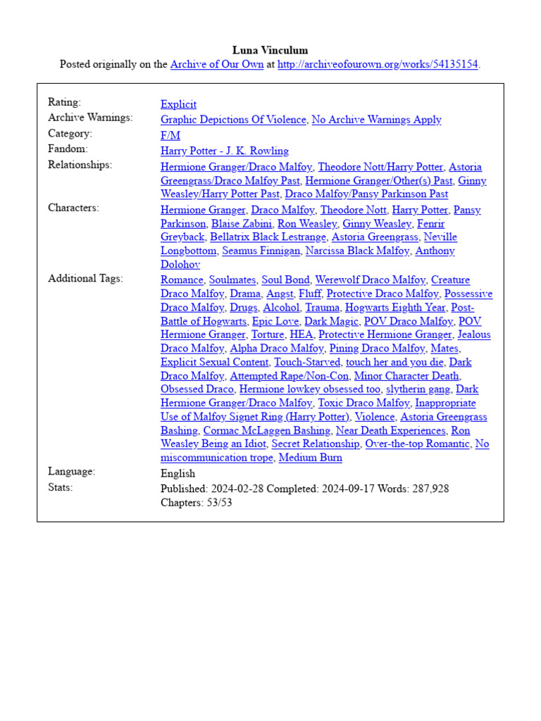 Luna Vinculum | PDF | Harry Potter | Contemporary Fantasy Novels