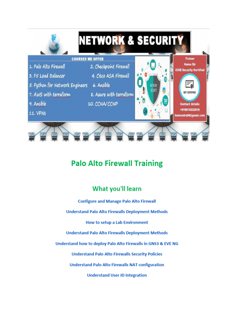 Palo Alto Firewall Course Content PCNSE Training | PDF | Firewall (Computing) | Virtual Private ...