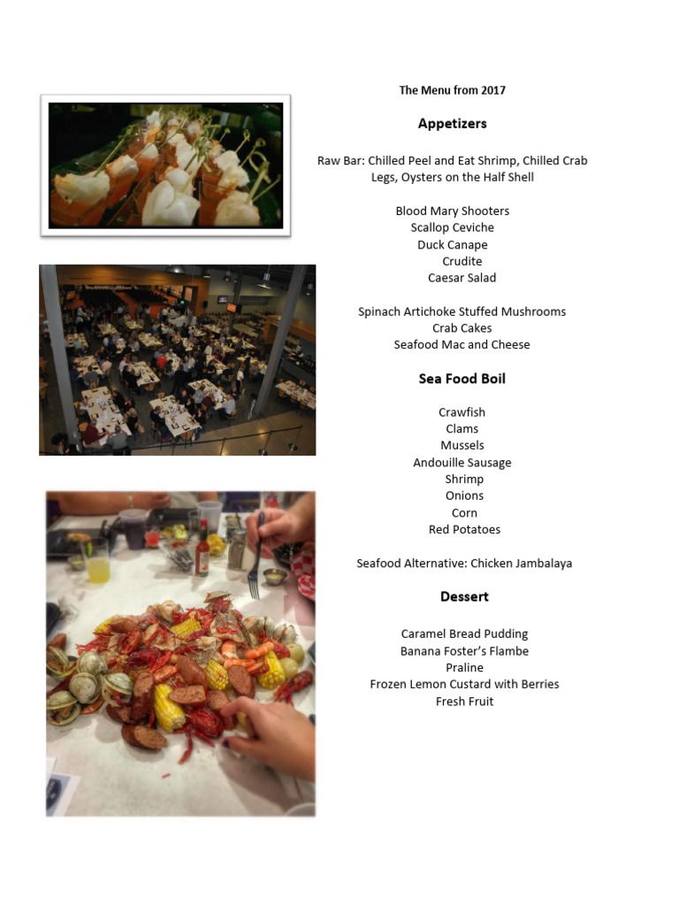 Seafood Boil Menu Example | PDF