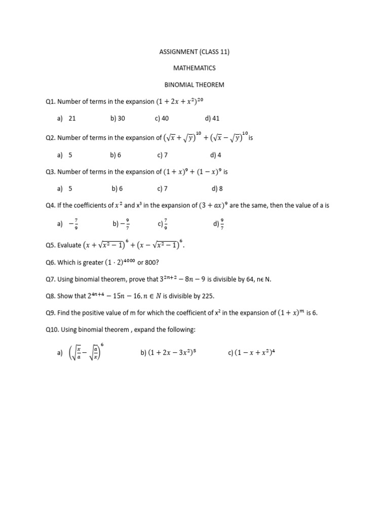 Binomial Theorem | PDF