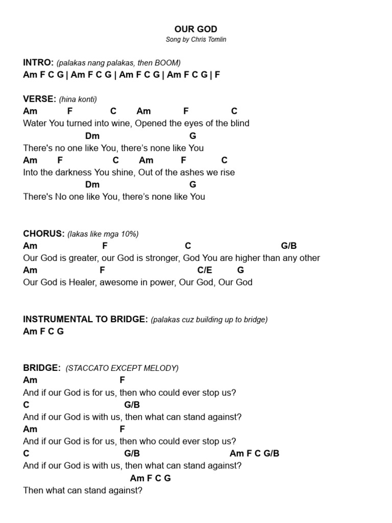 Our God - Chris Tomlin Chords & Lyrics | PDF