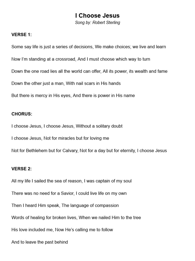 I Choose Jesus - CHORDS | PDF | Religion & Spirituality | Poetry