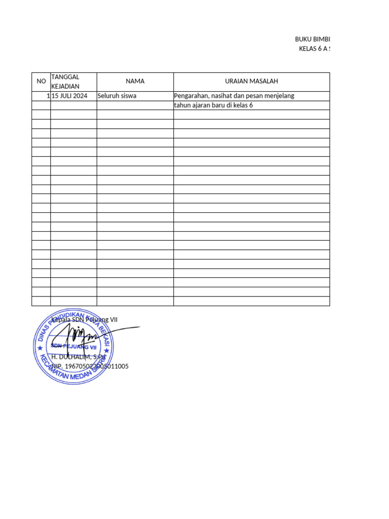 Buku BK Bulan Jul 2024 Dian | PDF