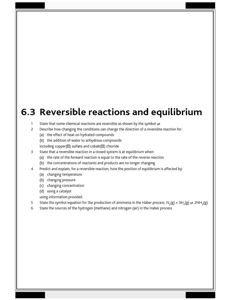 Reversible Reaction and Equilibrium | PDF | Chemical Equilibrium ...
