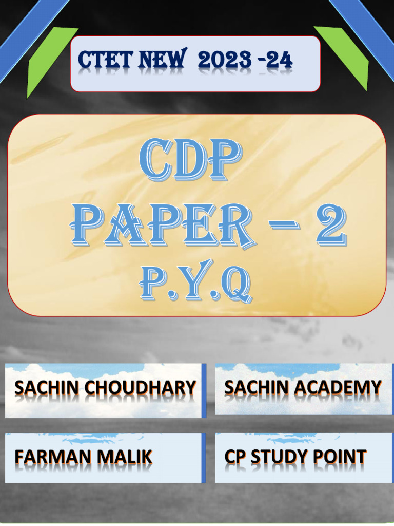 149) CDP PAPER - 2 (Previous Year Question and Answer) | PDF