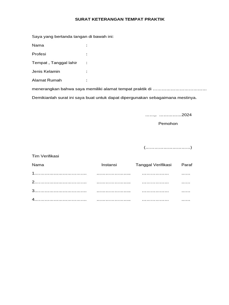 Surat Keterangan Tempat Praktik Sip | PDF | Hukum