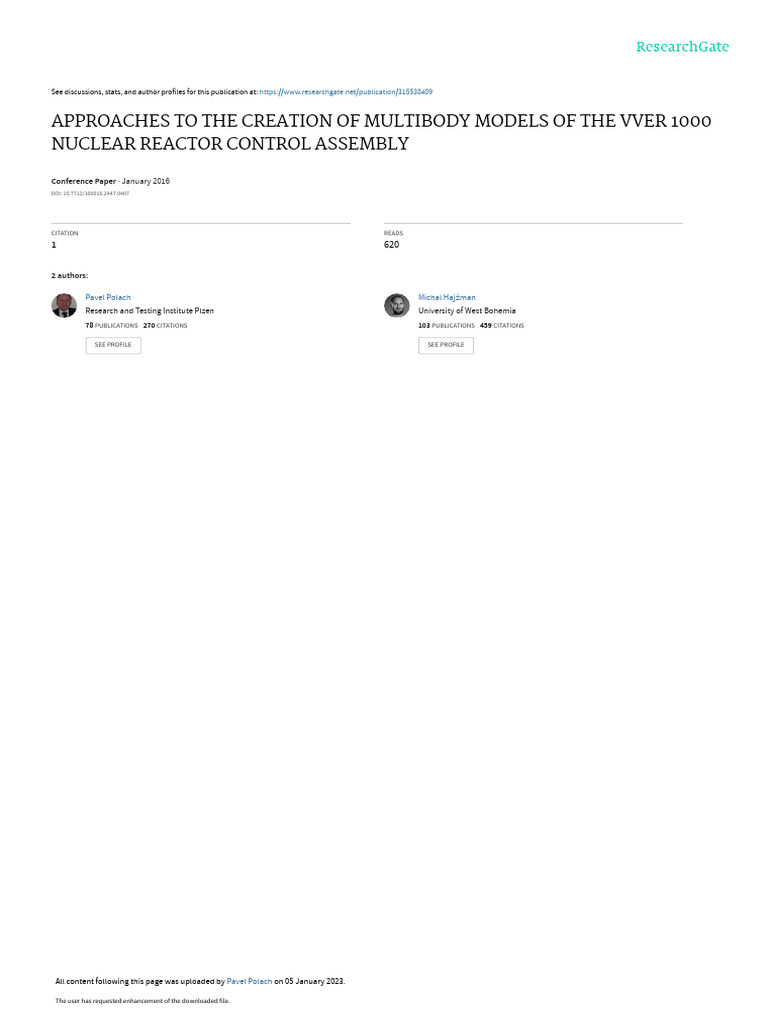 Approaches To The Creation of Multibody Models of | PDF | Force ...