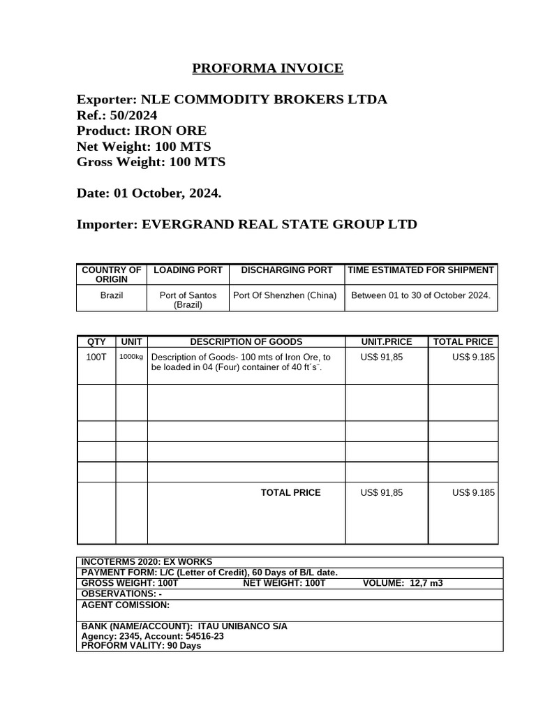 Proforma Invoice Set. 2024 | PDF | Business | Technology & Engineering