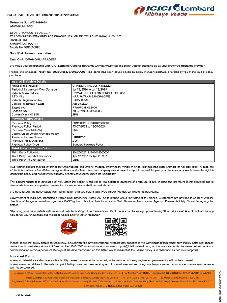 Interceptor2024-25 | PDF | Insurance | Pro Rata