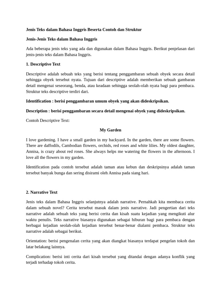 Jenis-Jenis Teks Bhs Inggris | PDF