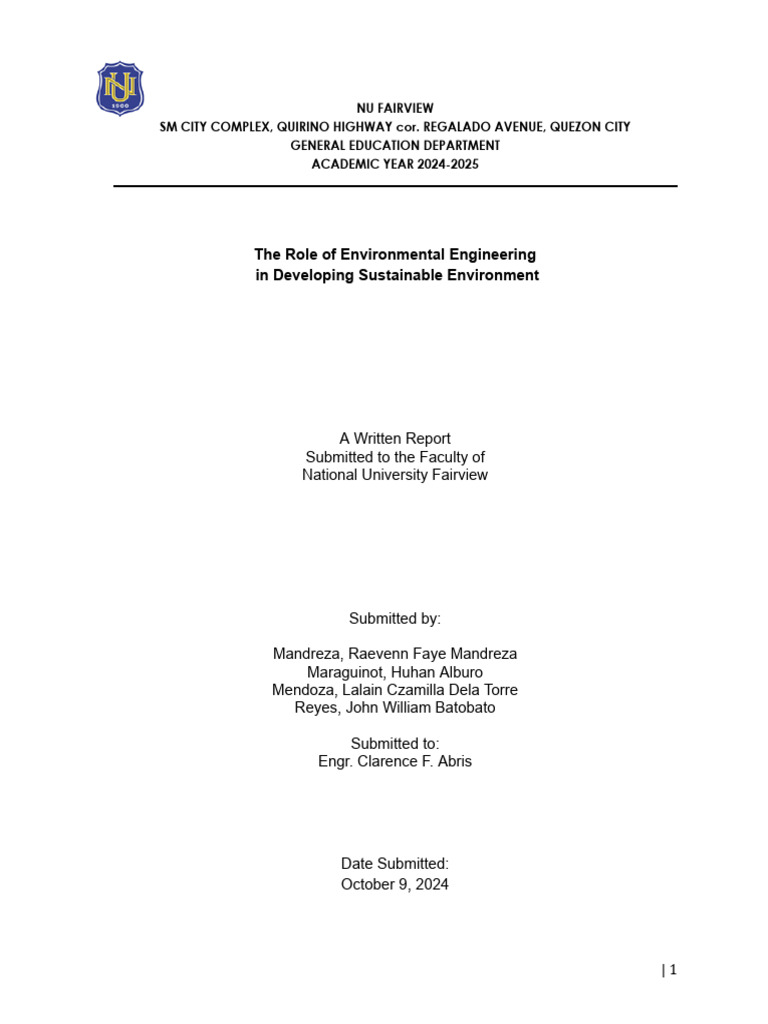 Environmental Engineering's Sustainable Impact | PDF | Environmental ...