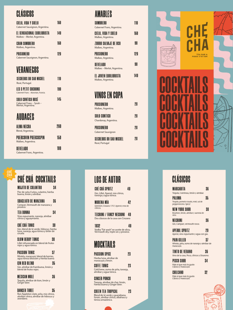 Carta de Bar y Vinos - Cheì Chaì | PDF | Vino | Uva