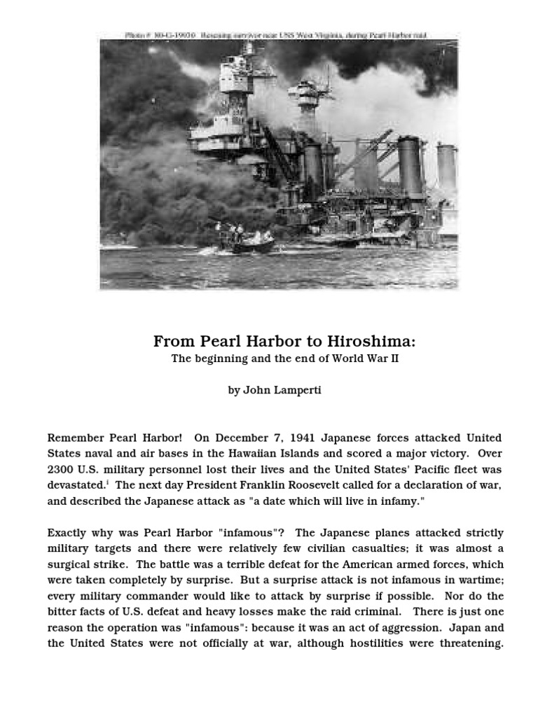 Peral Harbor To Hiroshima | PDF | Empire Of Japan | Surrender Of Japan