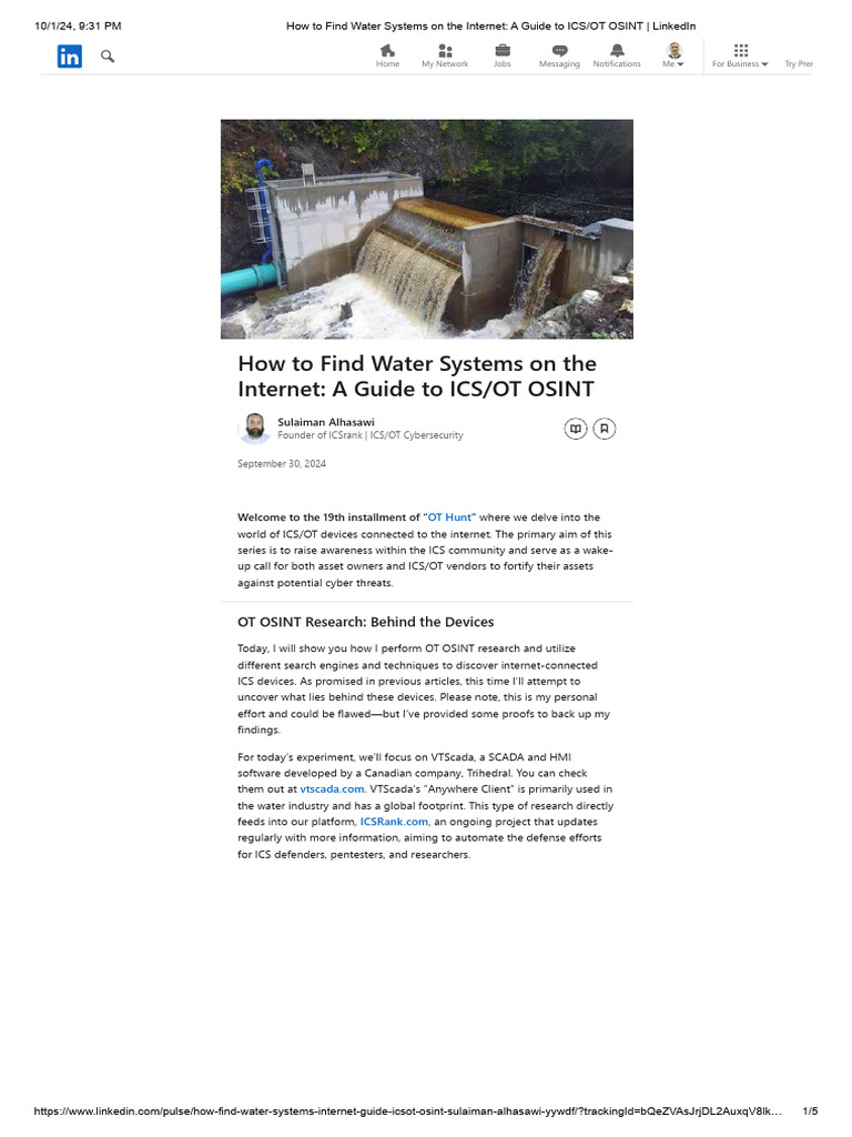 How To Find Water Systems On The Internet - A Guide To ICS - OT OSINT ...