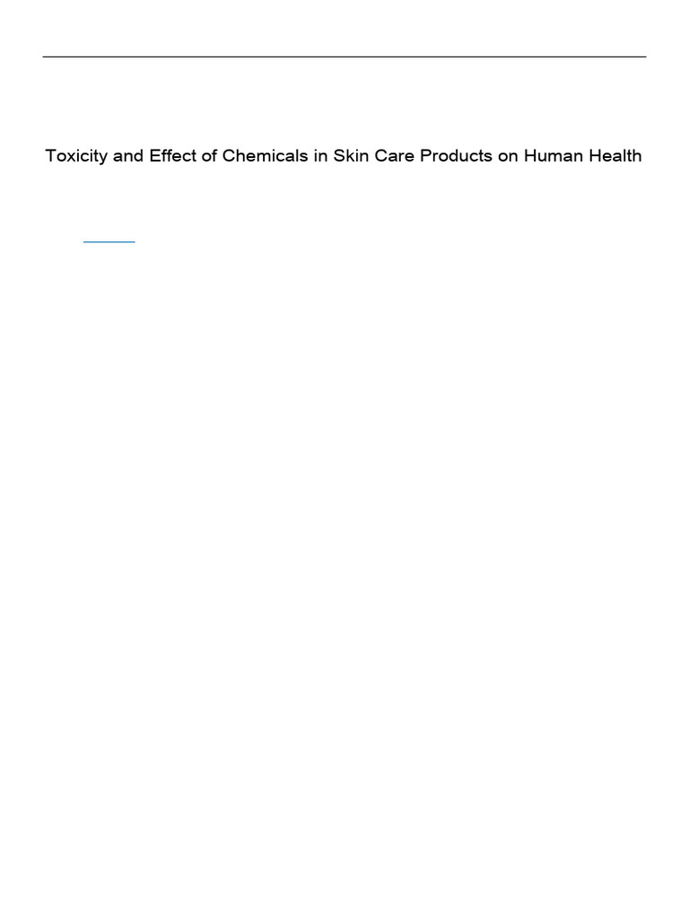 Toxicity and Effect of Chemicals in Skin Care Prod | PDF | Dermatitis ...