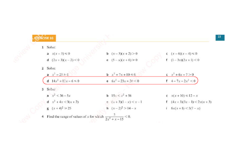 Pure Math 1 Exercise 1G | PDF