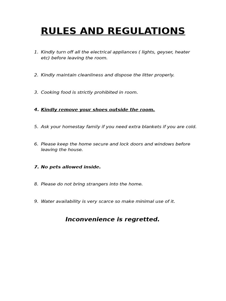 Rules and Regulations | PDF