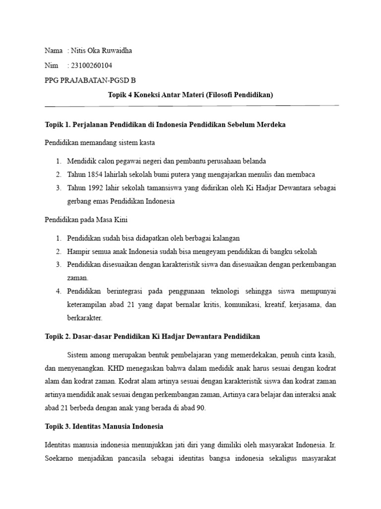 T4 - Koneksi Antar Materi - Nitis Oka Ruwaidha - 104 | PDF