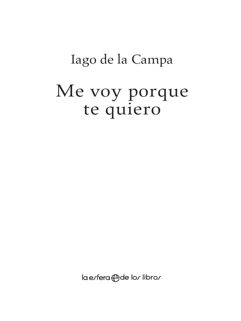 Me Voy Porque Te Quiero Primeras | PDF