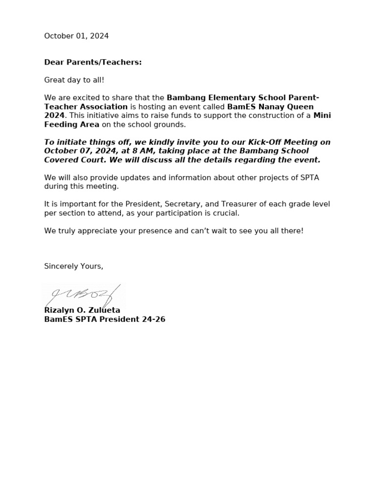 Invitation Letter - Meeting 1007 | PDF