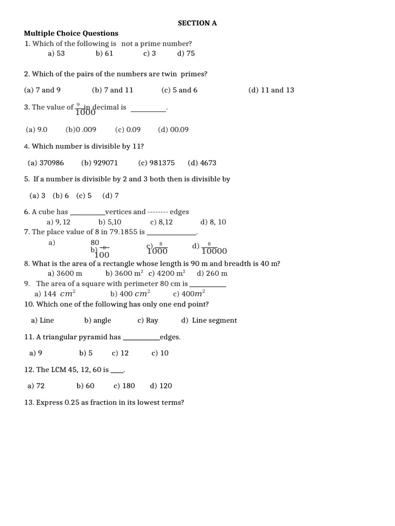 Class 6 Maths Extra Worksheet for Practice | PDF | Geometry | Numbers