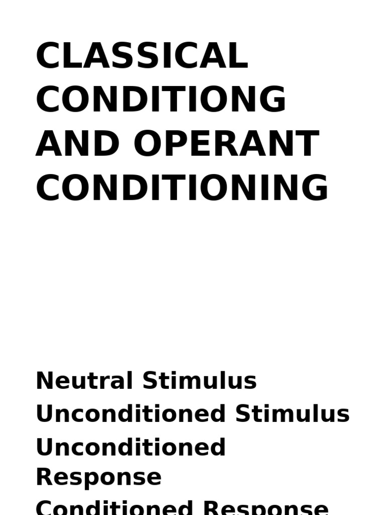 Classical Conditiong and Operant Conditioning | PDF