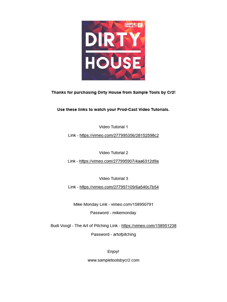 Dirty House - Links To Video Tutorials | PDF | Technology & Engineering