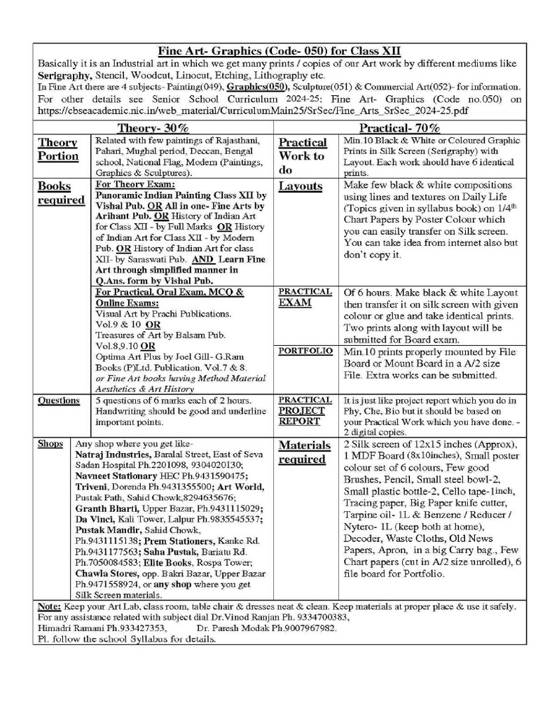 Painting Graphics Syllabus Chart | PDF