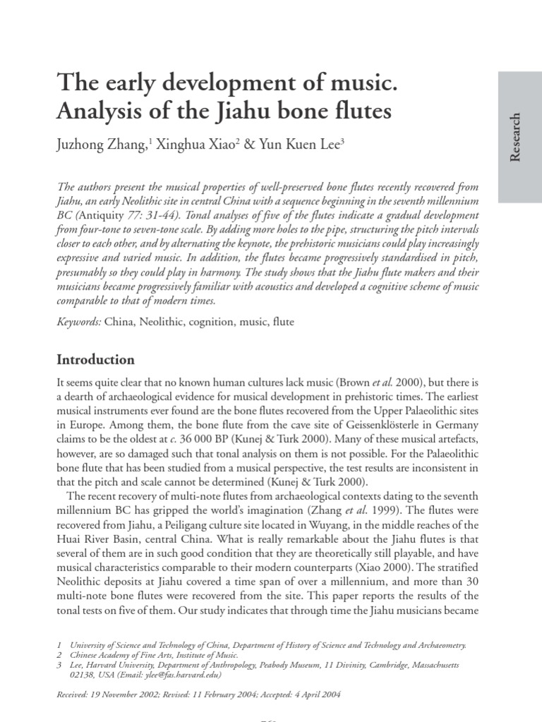 Jiahu Bone Flutes: Musical Evolution | PDF | Interval (Music) | Cent ...