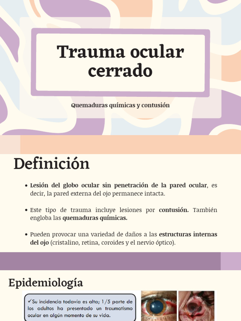 Trauma Ocular Cerrado | PDF | Ojo humano | Quemar