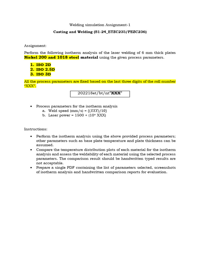 Welding Simulation Assignment | PDF | Welding | Construction