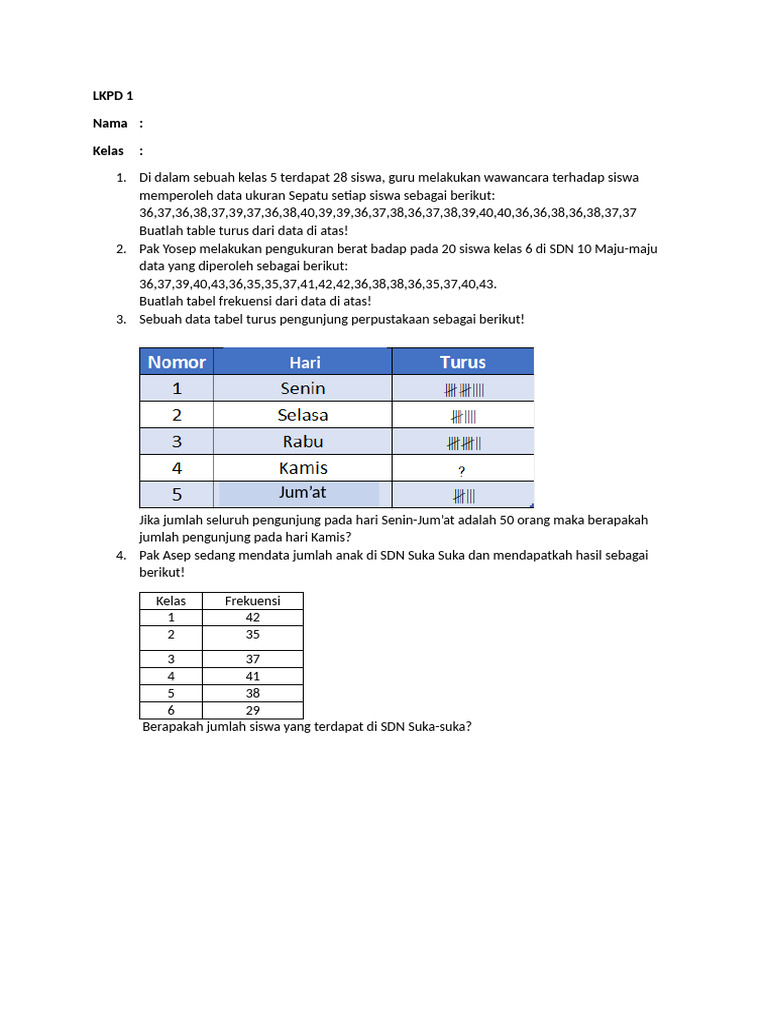 Tabel Turus dan Pictogram Kelas 5 | PDF | Karier & Perkembangan ...