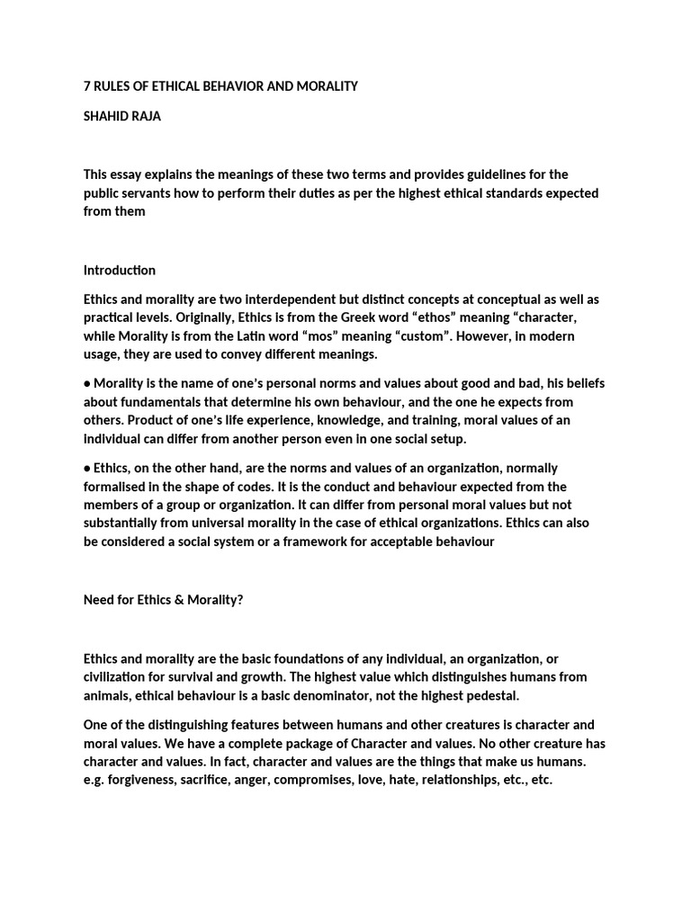 7 Rules of Ethical Behavior and Morality | PDF | Morality | Confidentiality