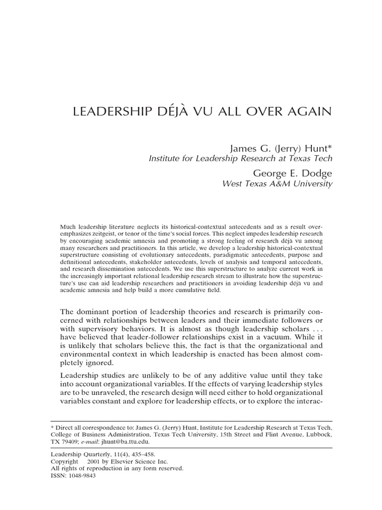 Leadership déjà vu all over again | PDF | Leadership | Science