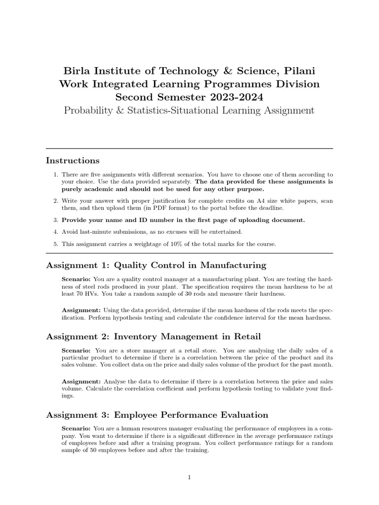 A. Situational Learning Assignment | PDF