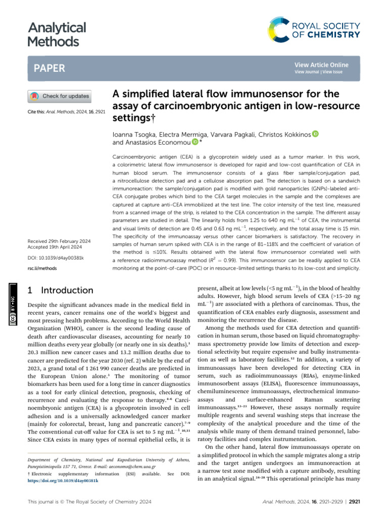 A Simplified Lateral Flow Immunosensor For The | PDF | Immunoassay