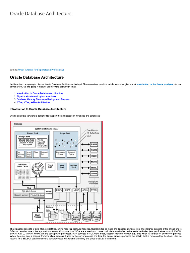 Oracle ArchiTecture | PDF