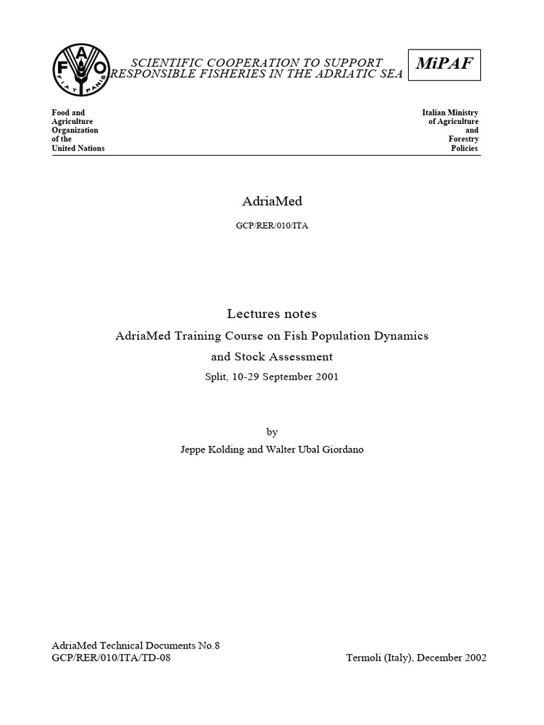 Lecture Notes Population Dynamics And St Pdf Regression Analysis Estimation Theory