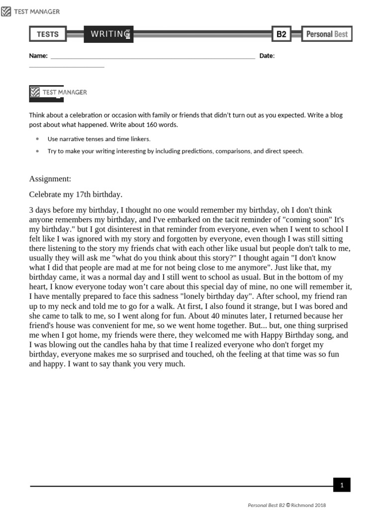 Am PB RTM B2 U1 Writing | PDF