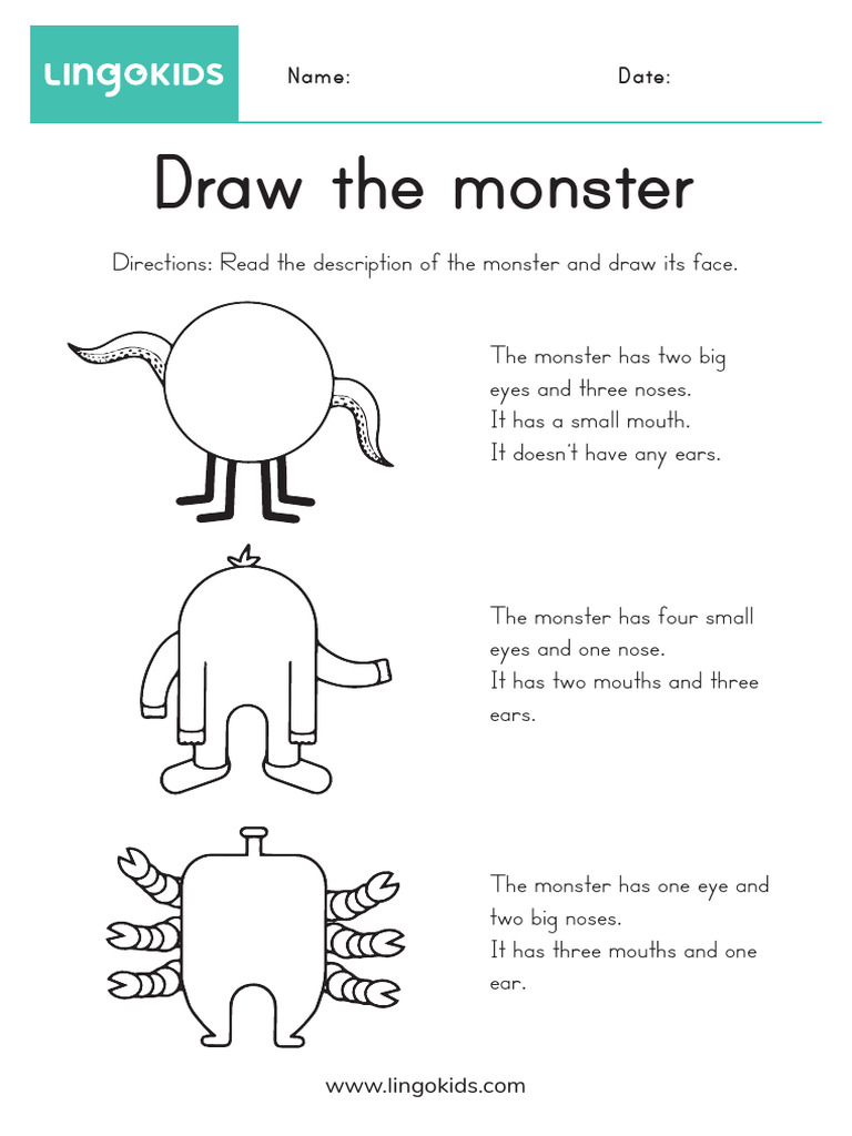 1st Grade - Draw The Monster | PDF