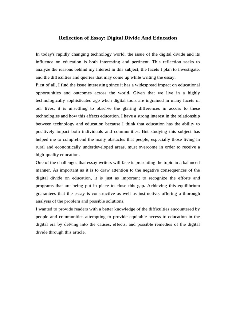300-Word Reflection on Digital Divide | PDF | Social Science