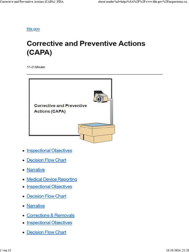 Corrective and Preventive Actions (CAPA) - FDA - 2023-03-28 | PDF ...
